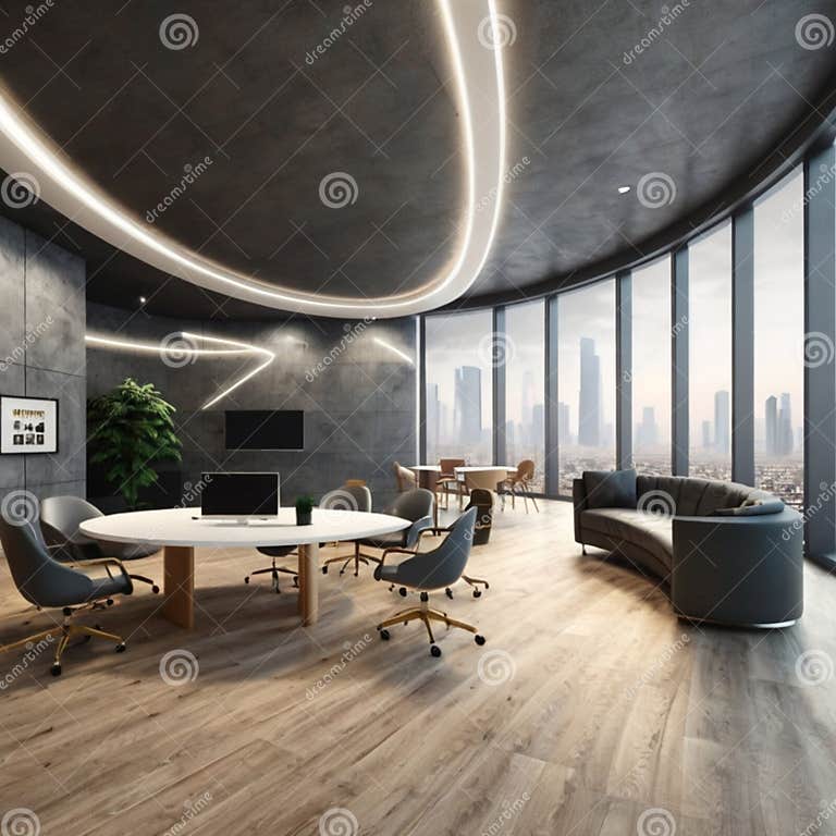 Modern 360° Virtual Reality Office: a 3D Architectural Marvel Stock ...