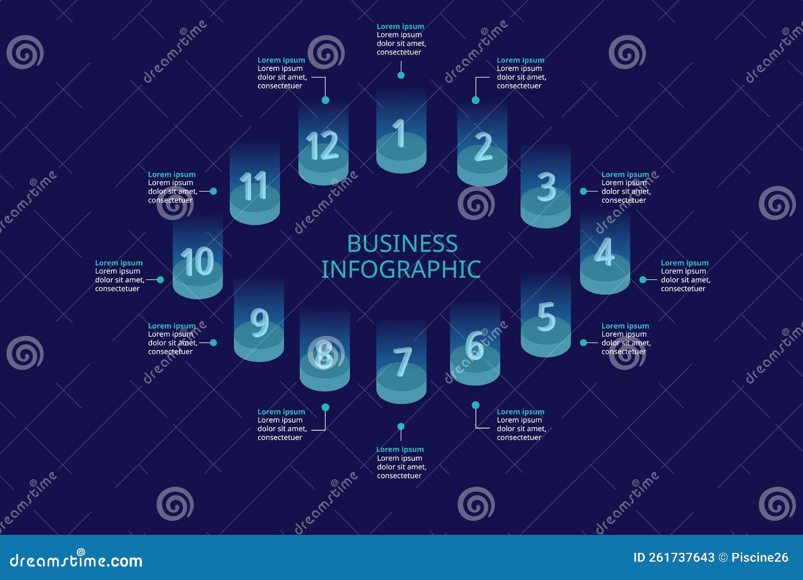 Step Number Chart Template for Infographic for Presentation for 12 ...