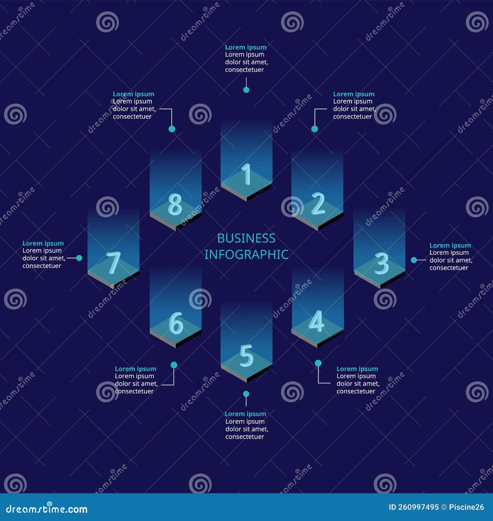 Step Number Chart Template for Infographic for Presentation for 8 ...