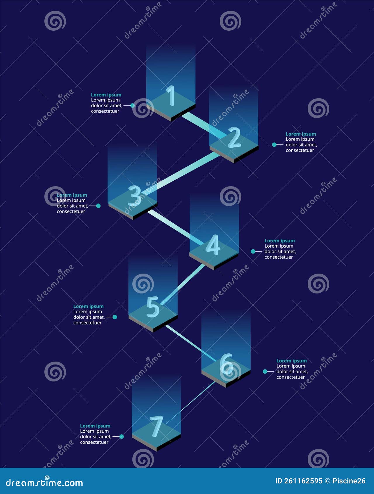 Step Number Chart Template for Infographic for Presentation for 7 ...