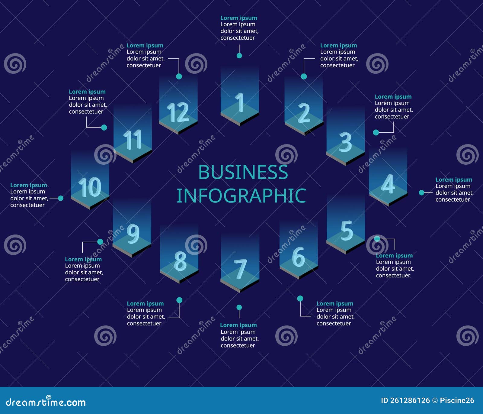 Step Number Chart Template for Infographic for Presentation for 12 ...