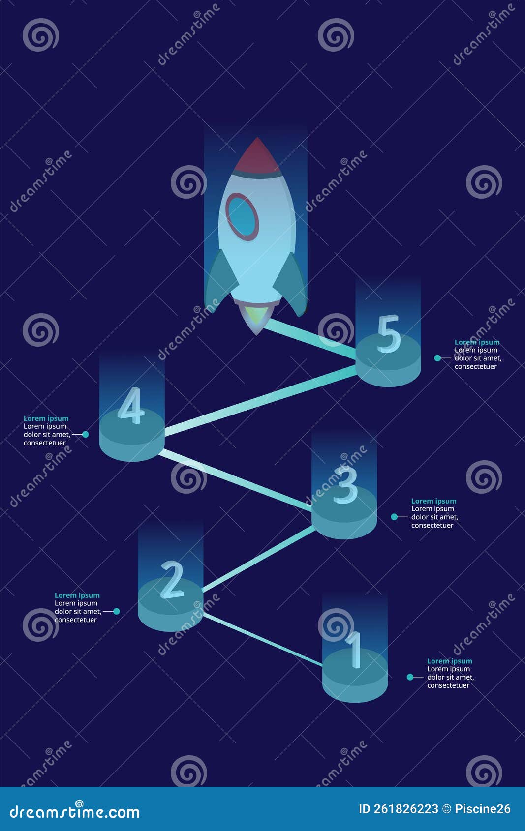Step Number Chart Template for Infographic for Presentation for 5 ...