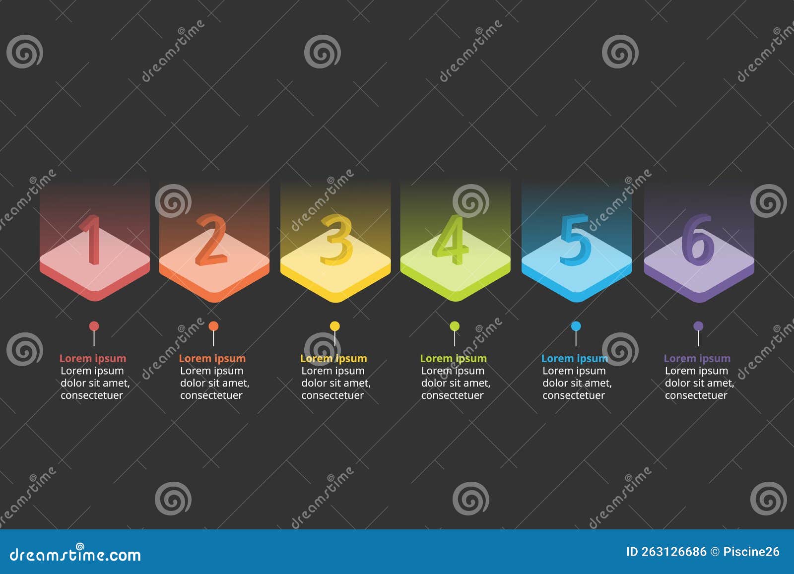 Step Number Chart Template for Infographic for Presentation for 6 ...
