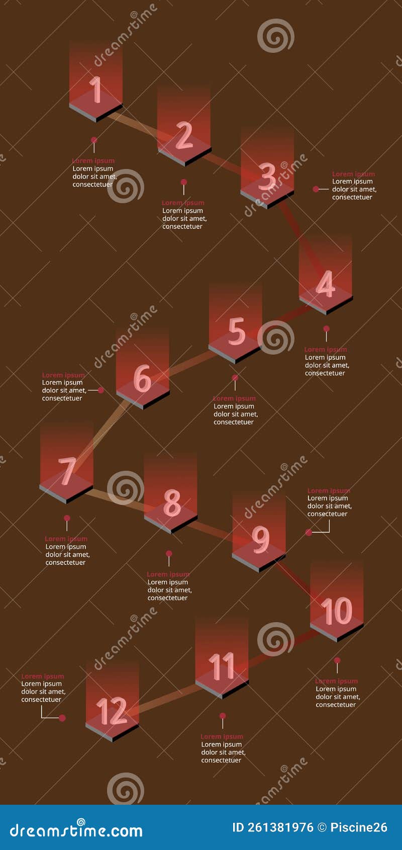 Step Number Chart Template for Infographic for Presentation for 12 ...