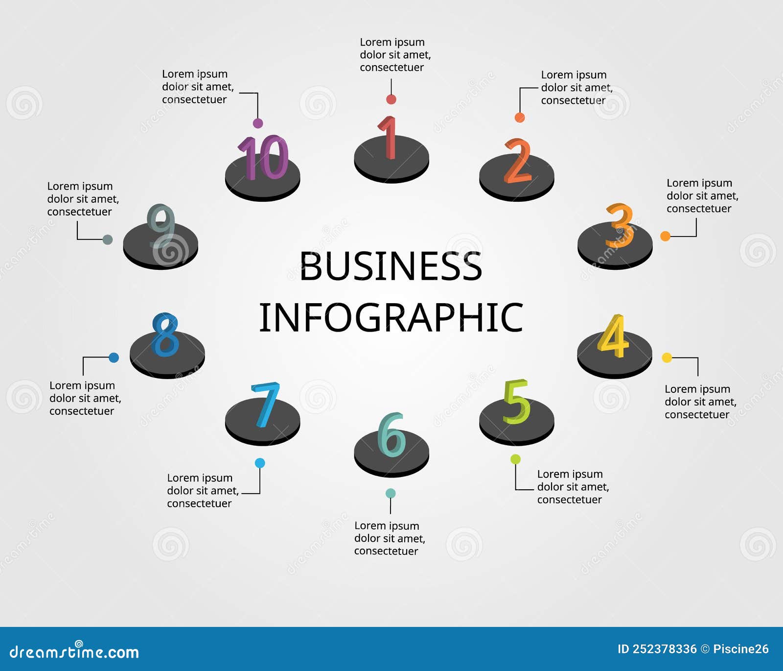 Step Number Chart Template for Infographic for Presentation for 10 ...