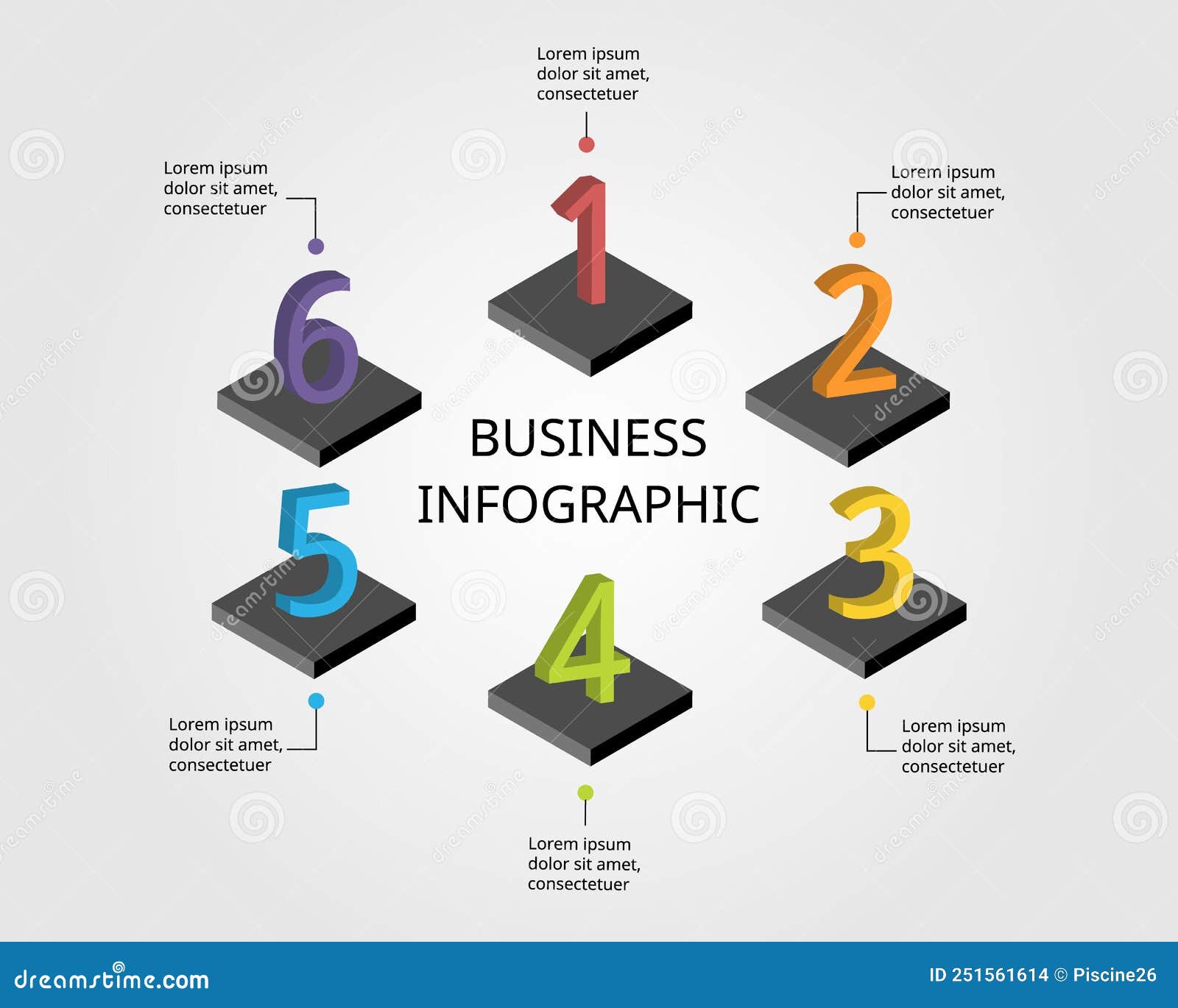 Step Number Chart Template for Infographic for Presentation for 6 ...