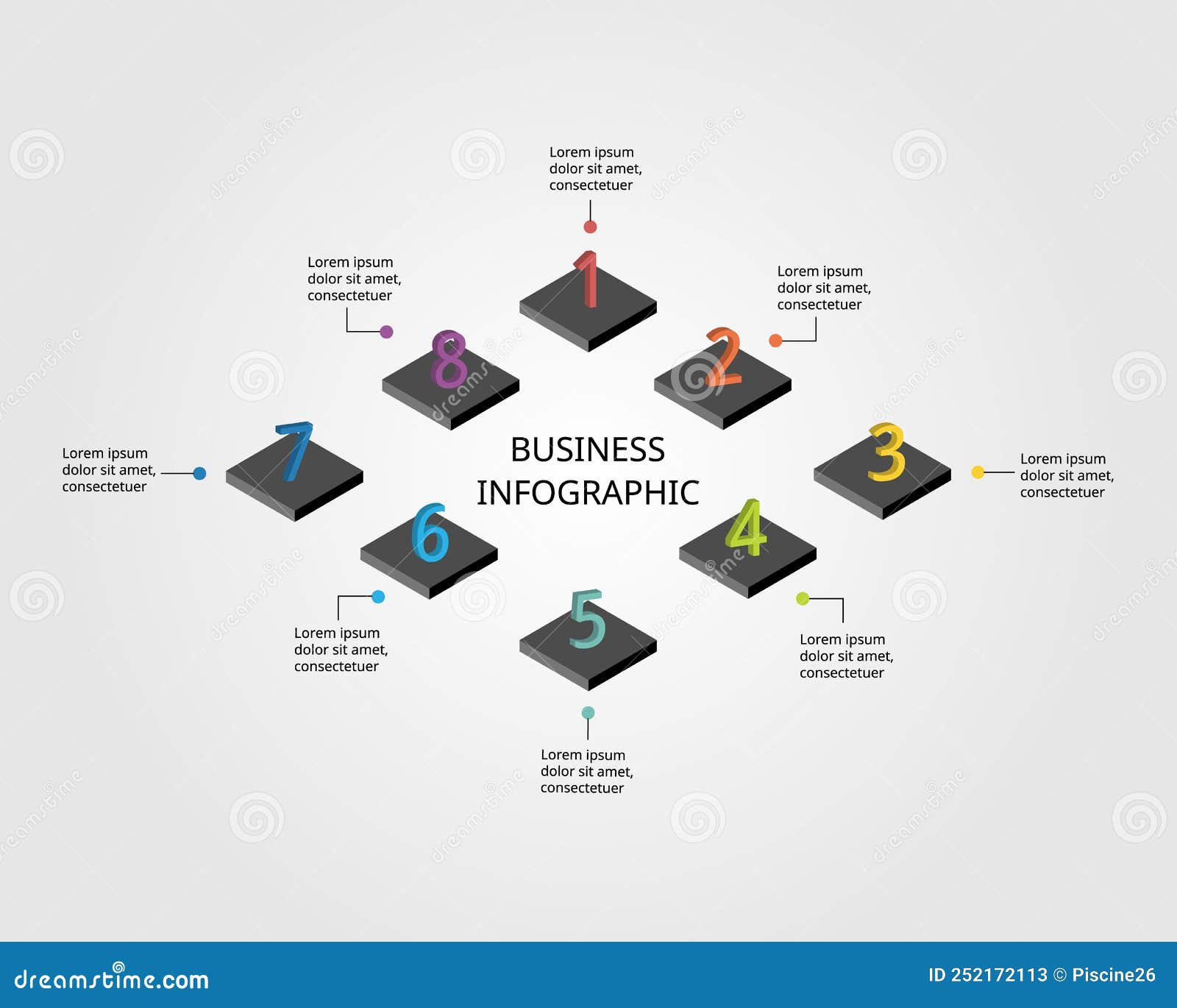 Step Number Chart Template for Infographic for Presentation for 8 ...