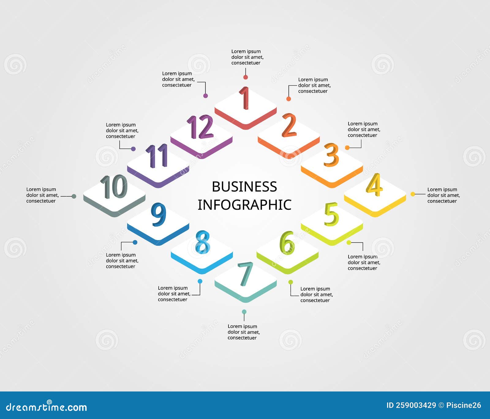 Step Number Chart Template for Infographic for Presentation for 12 ...