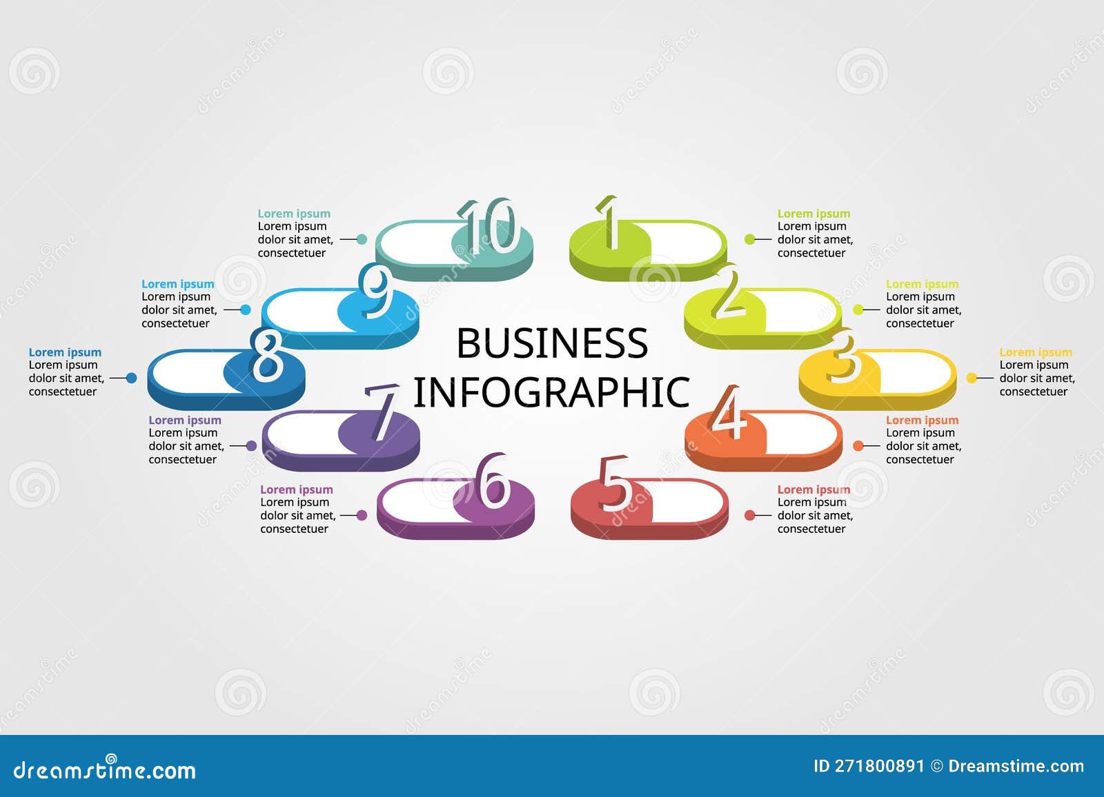 Step Number Chart Template for Infographic for Presentation for 10 ...