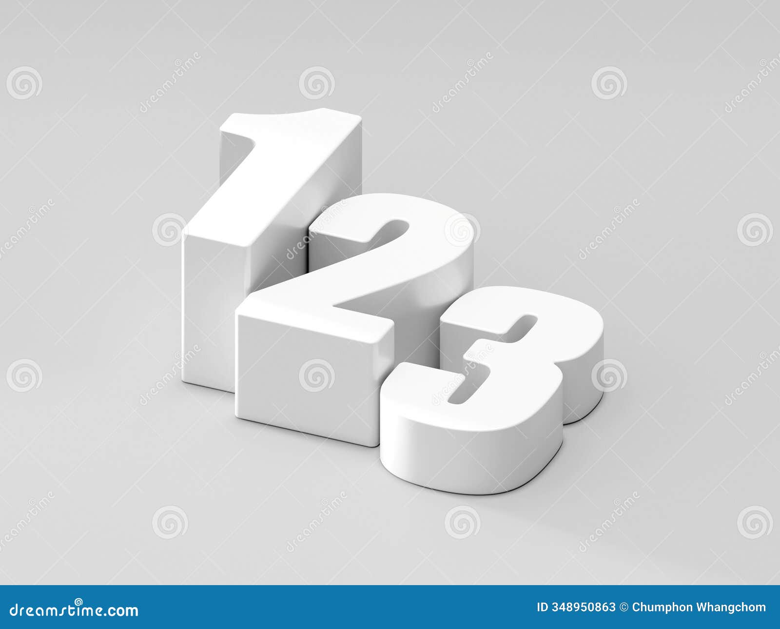 Step 123 Number Education Sign Isolated On White Background. 3D Math ...