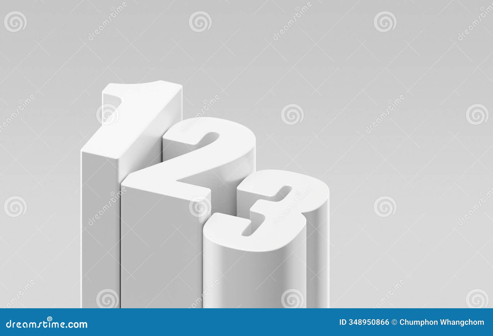 Step 123 Number Education Sign Isolated On White Background. 3D Math ...