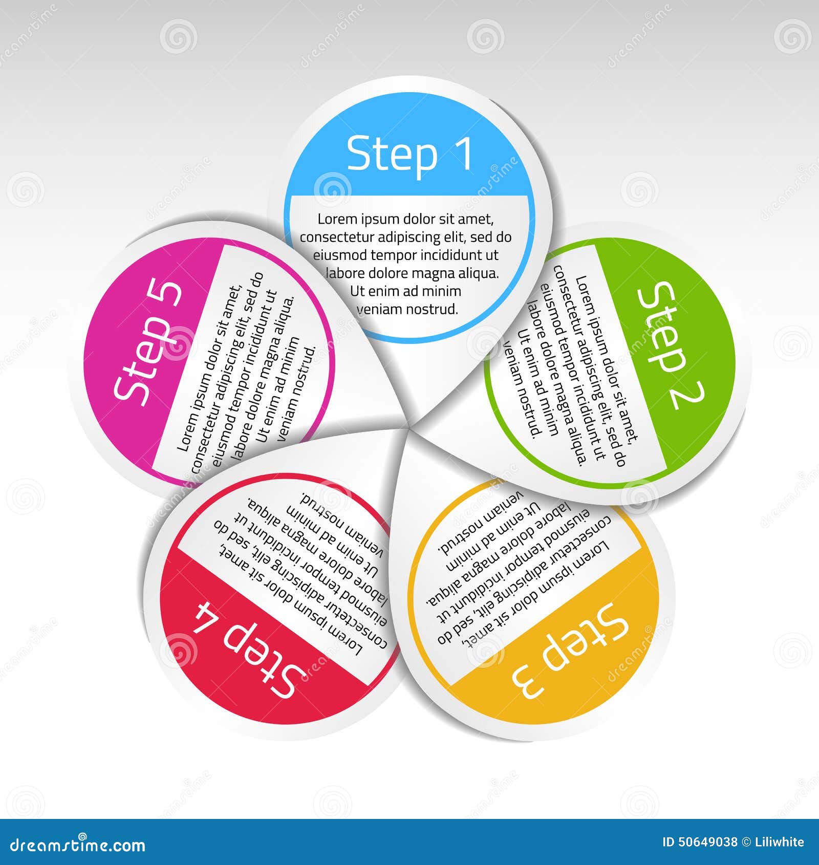 Step One To Five Diagram in Sticker Style Stock Illustration ...