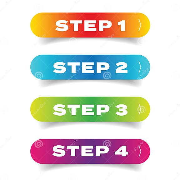 Step One Two Three Four Progress Button Stock Vector - Illustration of ...
