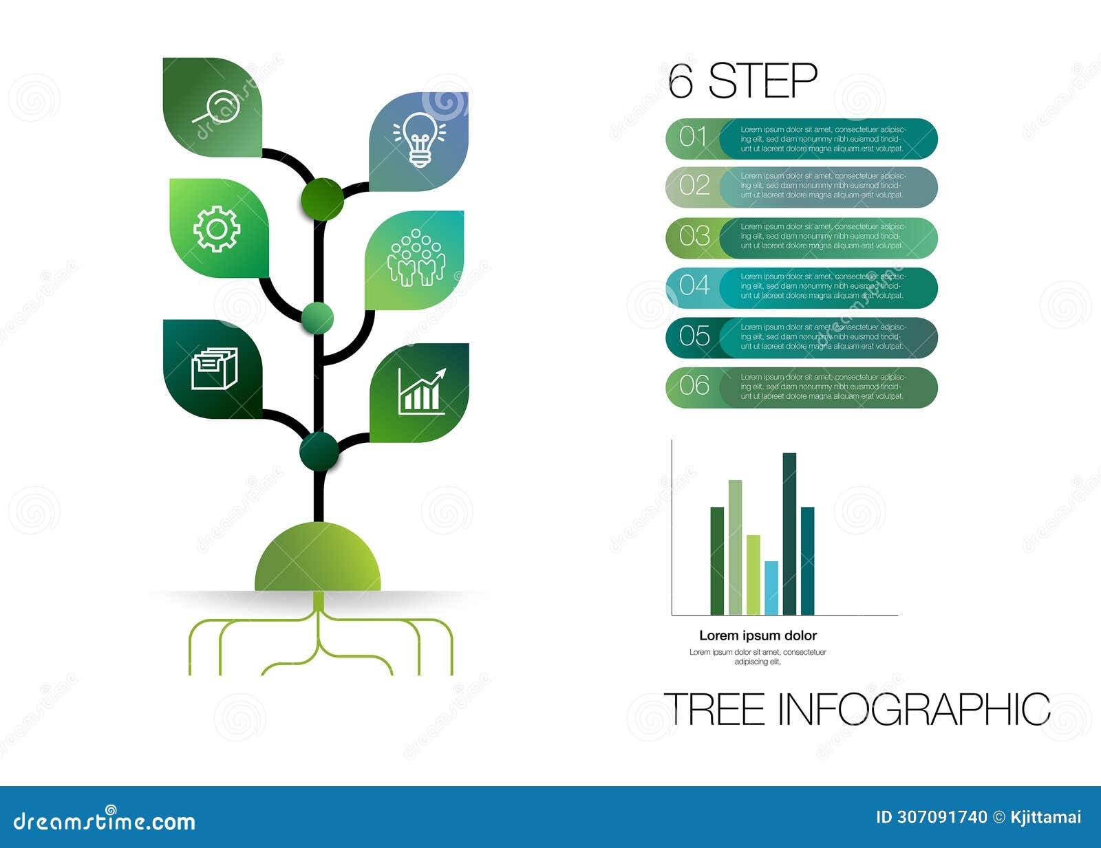 6 Step Option Mind Map Infographic Stock Illustration - Illustration of ...