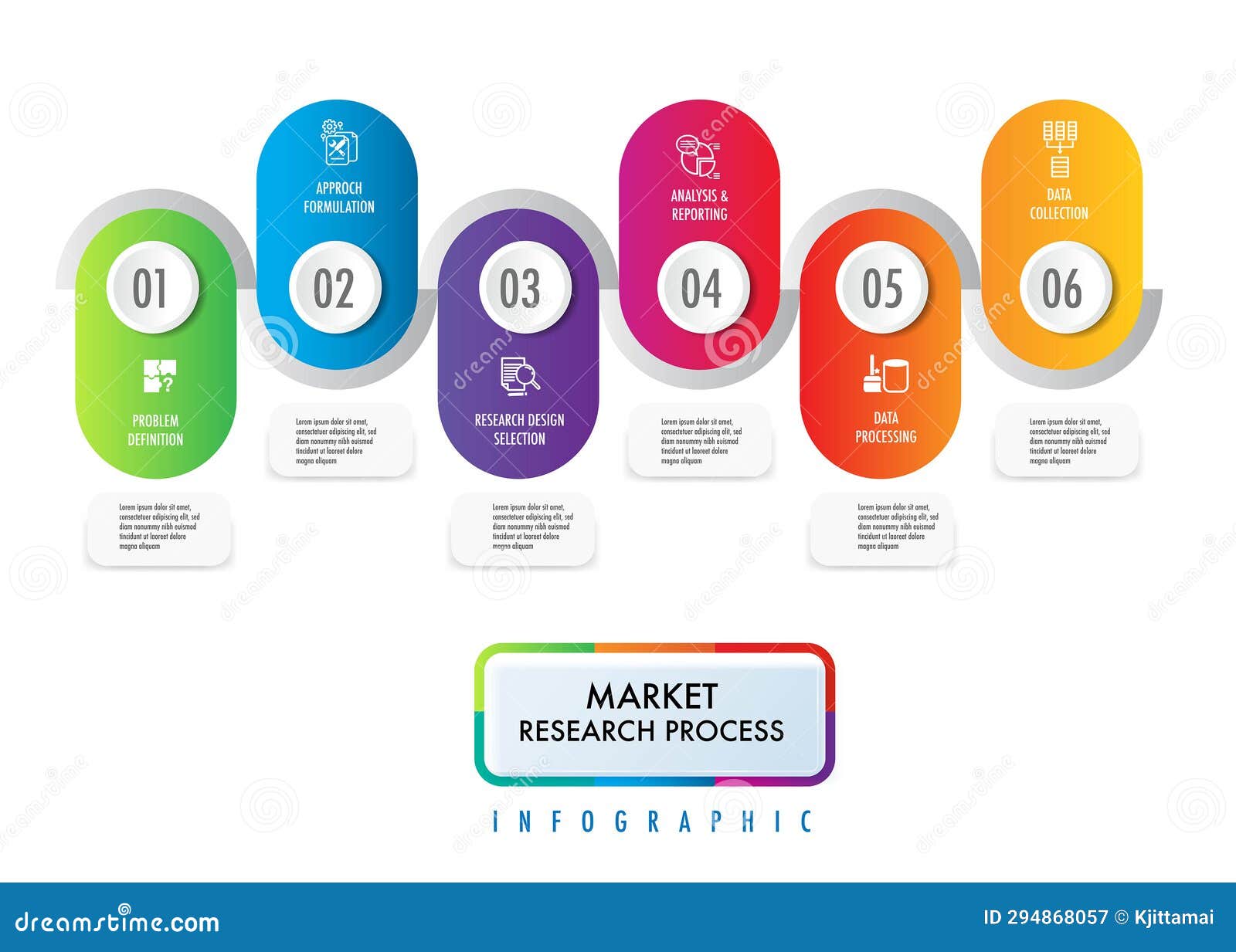6 Step Options Infographic Template and Percentage Stock Illustration ...