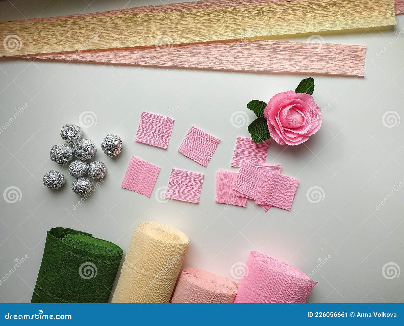 Step by Step Paper Rose from Crepe Handmade Stock Image - Image of ...