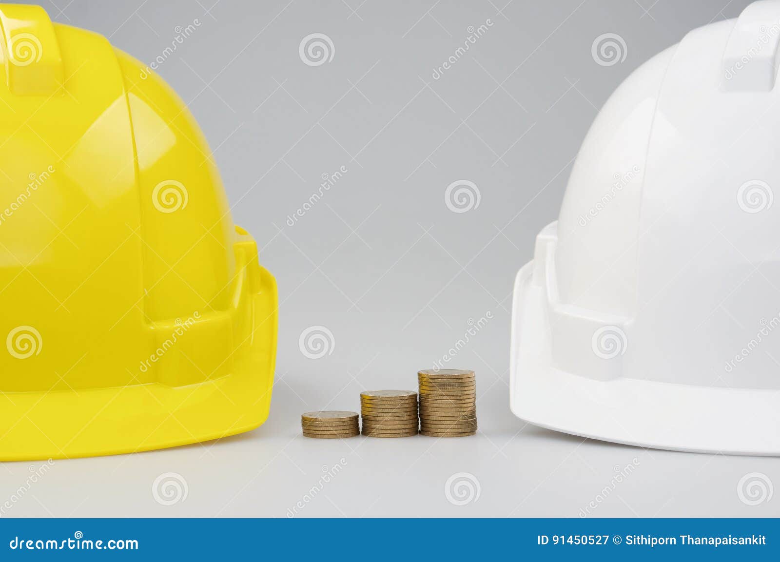 White Engineer Safety Helmet Mixed Handshake Of Robotic And Human Join ...