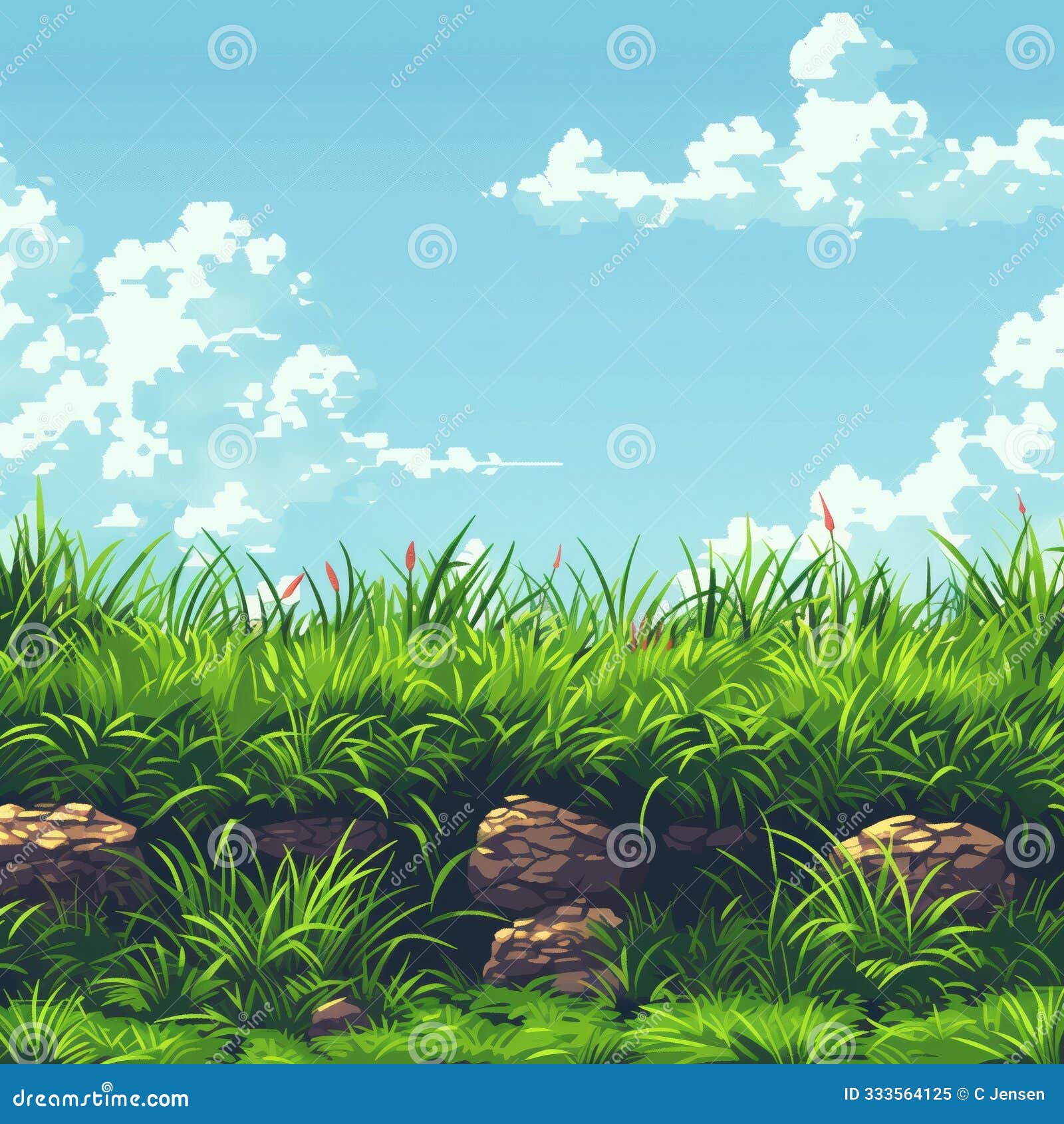 Pixel Art Spring Summer Nature Landscape, Video Game Outdoor Platformer ...