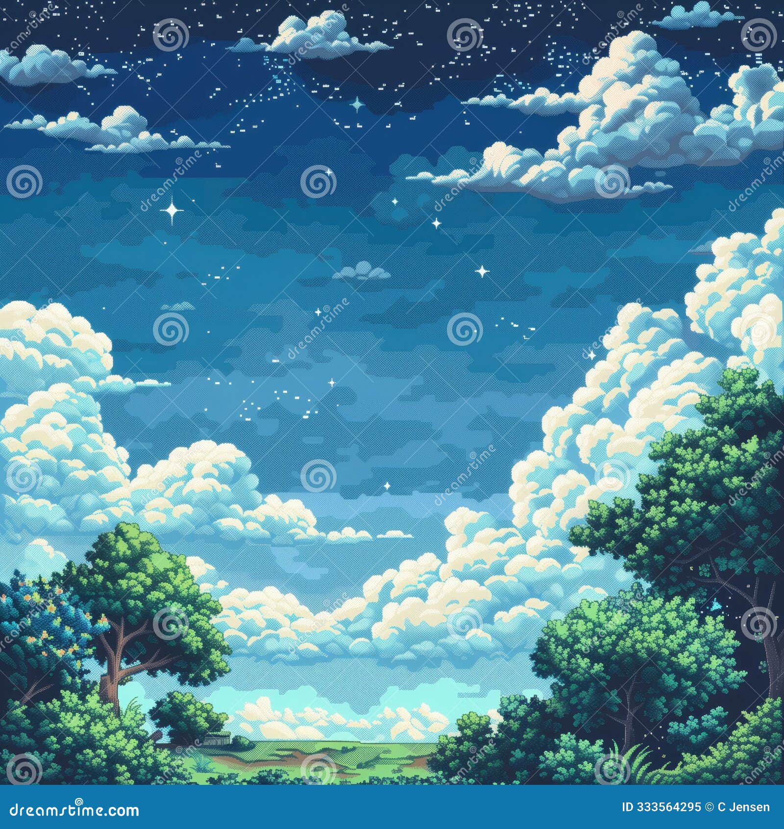 Pixel Art Spring Summer Nature Landscape, Video Game Outdoor Platformer ...