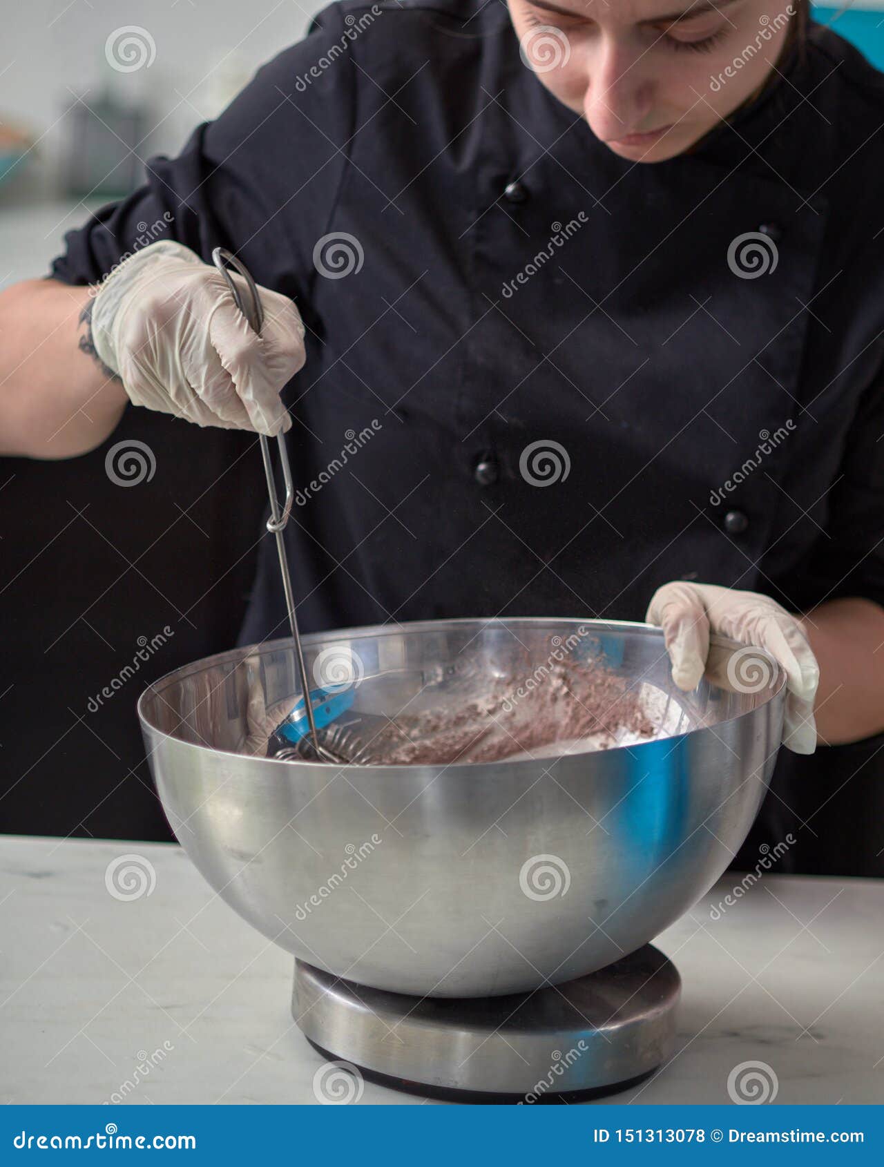 Step-by-step Preparation of Black Designer Cake Stock Photo - Image of ...