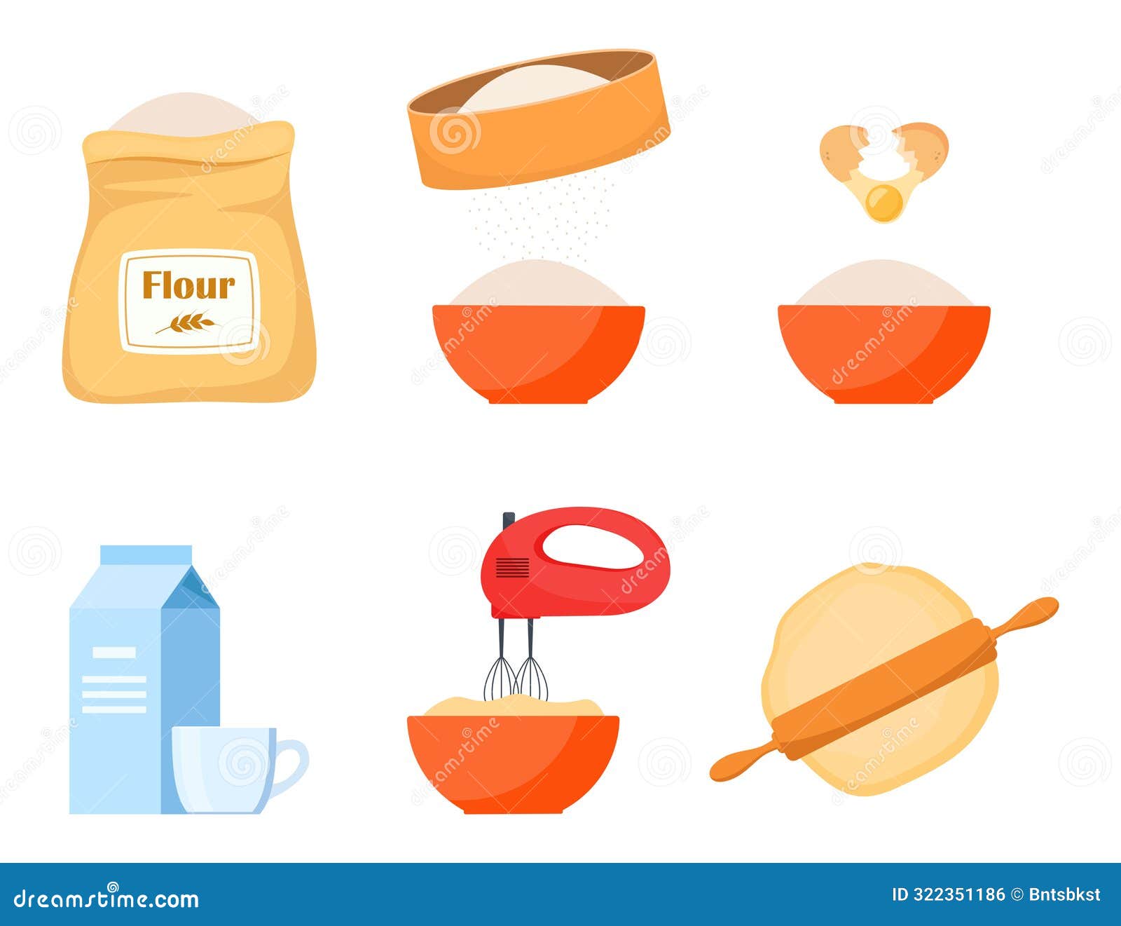 Step By Preparation Cake. Sweet Bakery Or Cooking Process. Baking ...