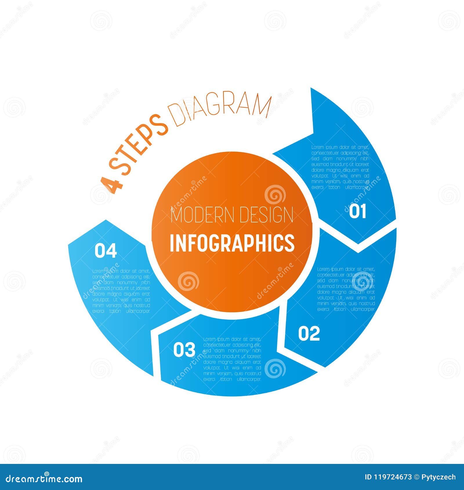 4 Step Process Modern Infographic Diagram. Graph Template of Four ...