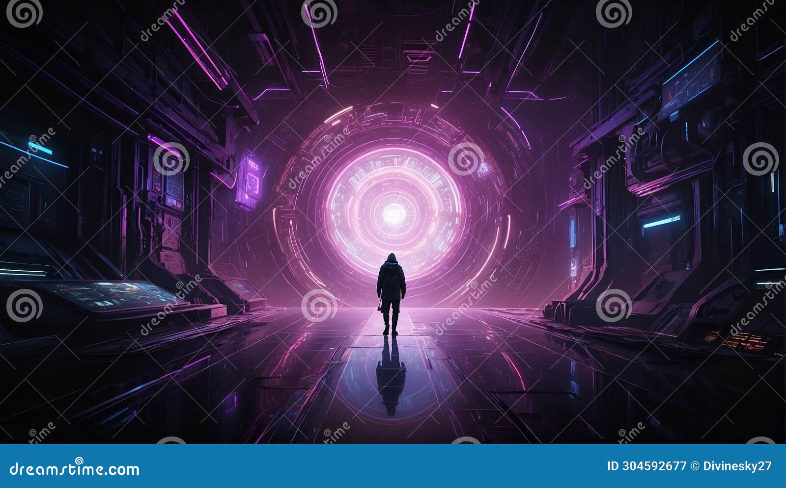 Quantum Mirage: Cyberpunk Hacker S Illusionary Performance. Generative ...