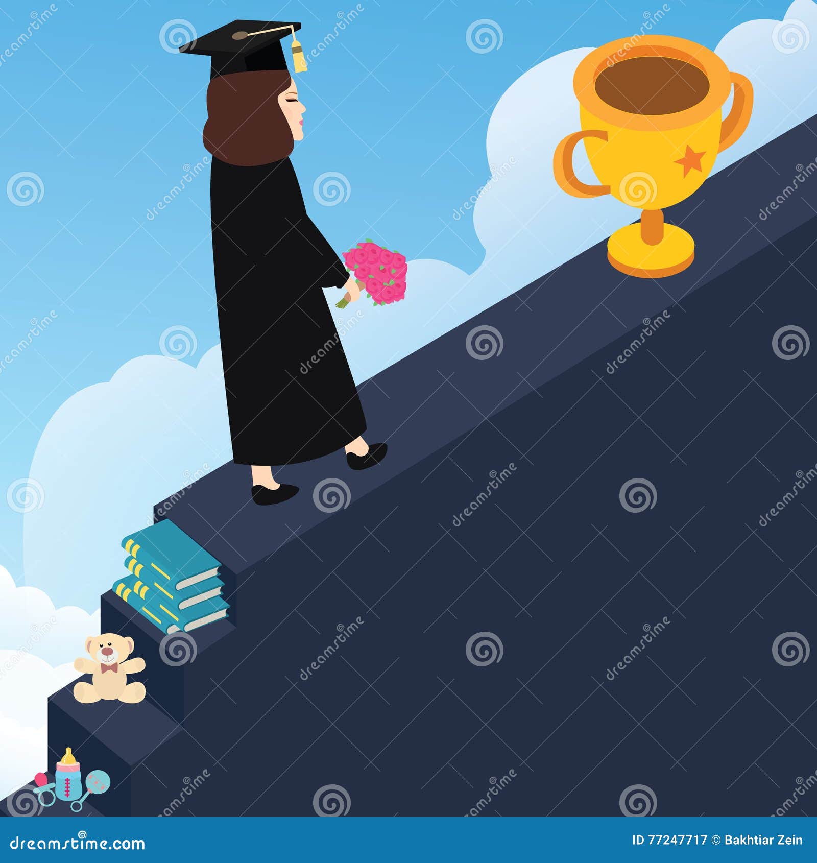 Step by Reach Your Dream To Be Winner through Education Stock Vector ...