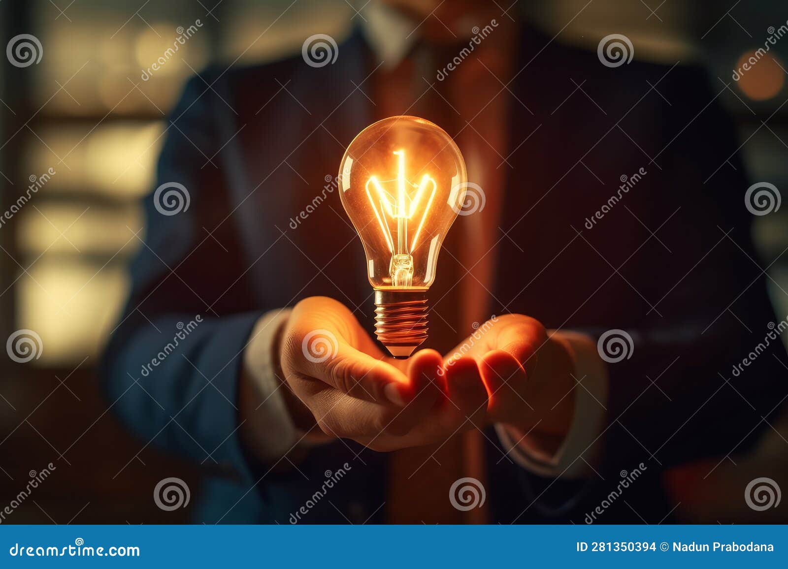 Illuminate Innovation: Businessman Holding a Glowing Lamp (AI Generated ...