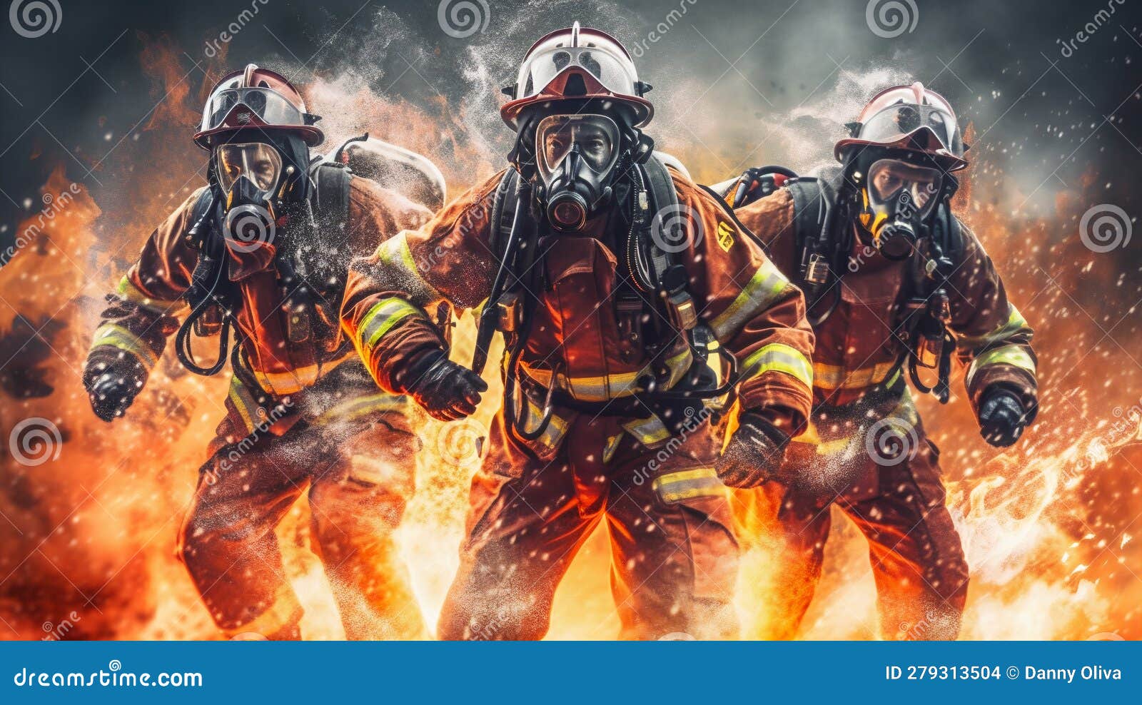 Vibrant Guardians: Firemen S Dynamic Gear Stock Illustration ...