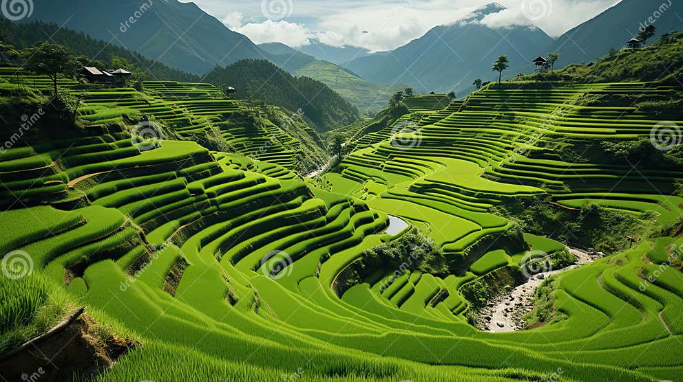 Step rice fields stock photo. Image of leaf, travel - 290835186