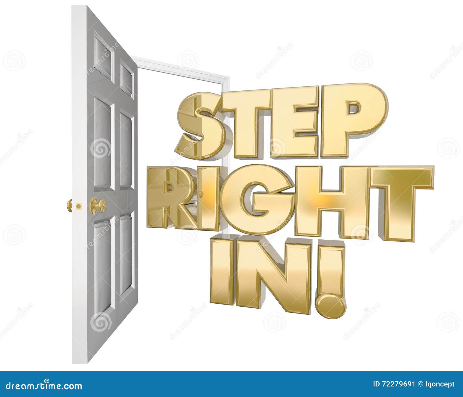 Step Right in Welcome Invitation Open Door Words 3d Illustration Stock ...