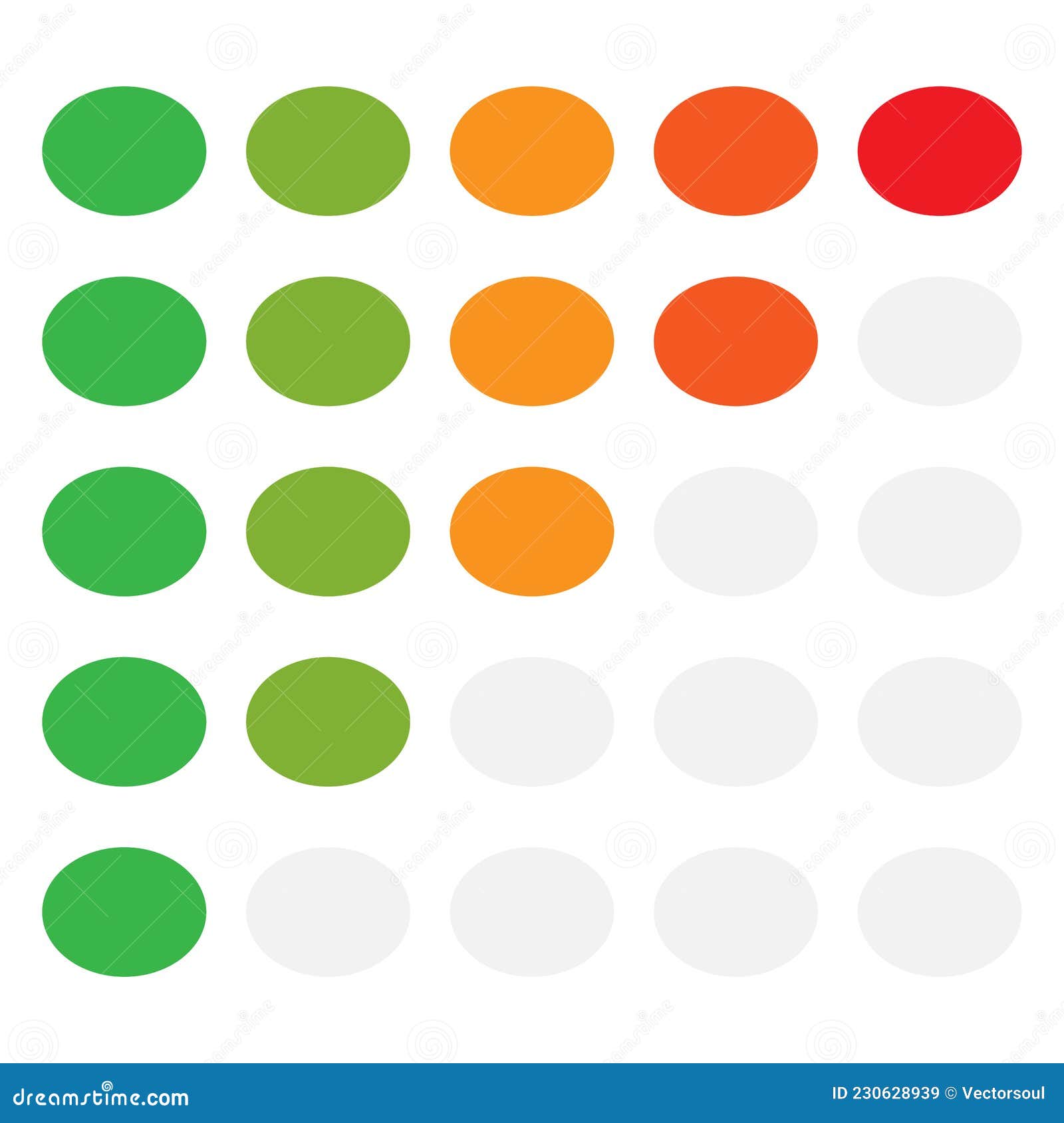 5-step Simple Progress, Level Indicator with Color Code. Progression ...
