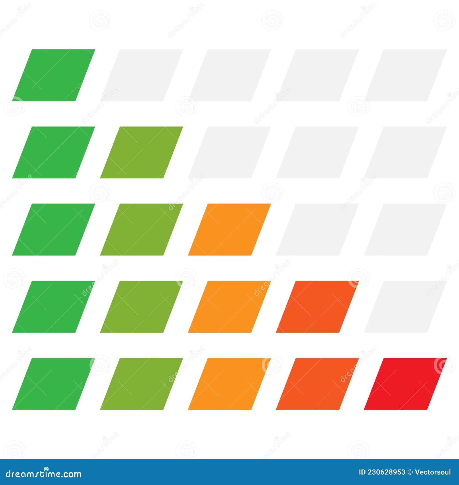 5-step Simple Progress, Level Indicator with Color Code. Progression ...