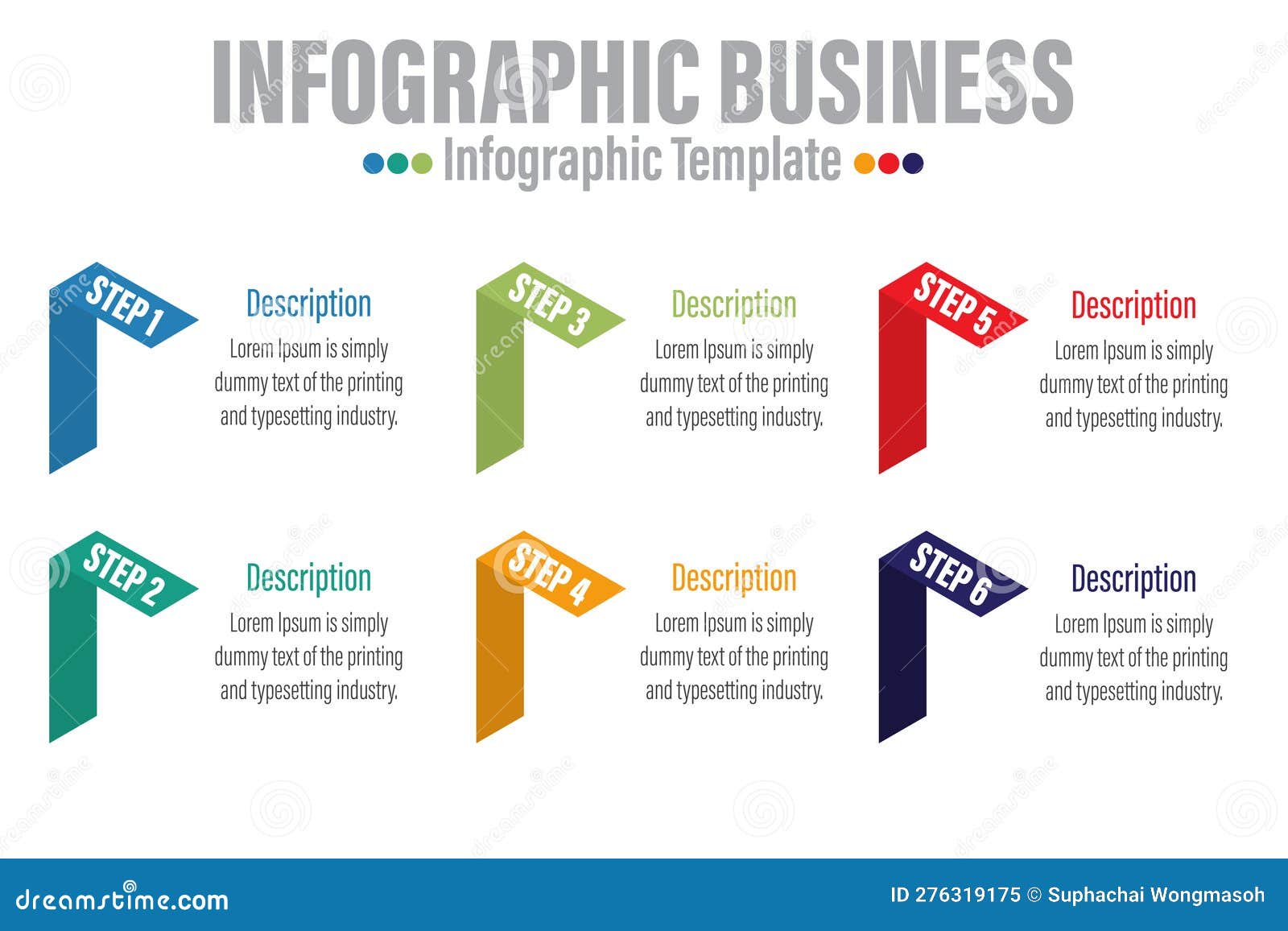 6 Step and Six Option Colorful Infographics Elements. Vector ...