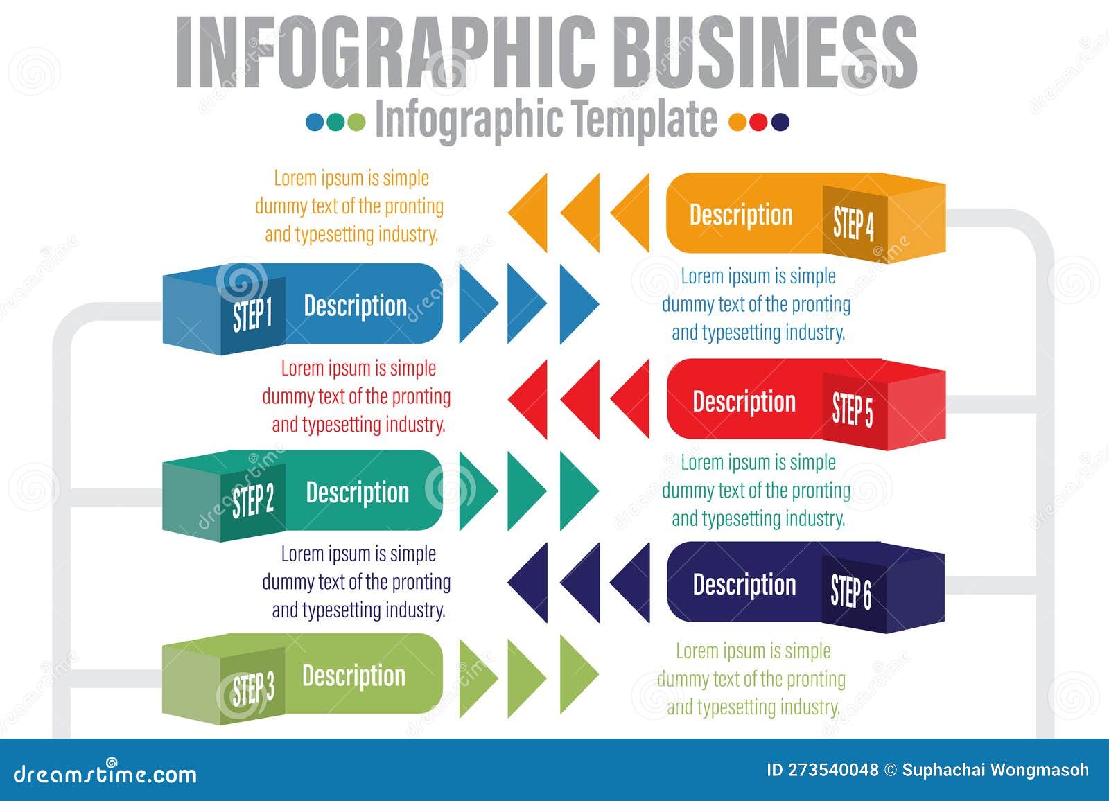 6 Step and Six Option Digital Infographic Design Layout with Space for ...