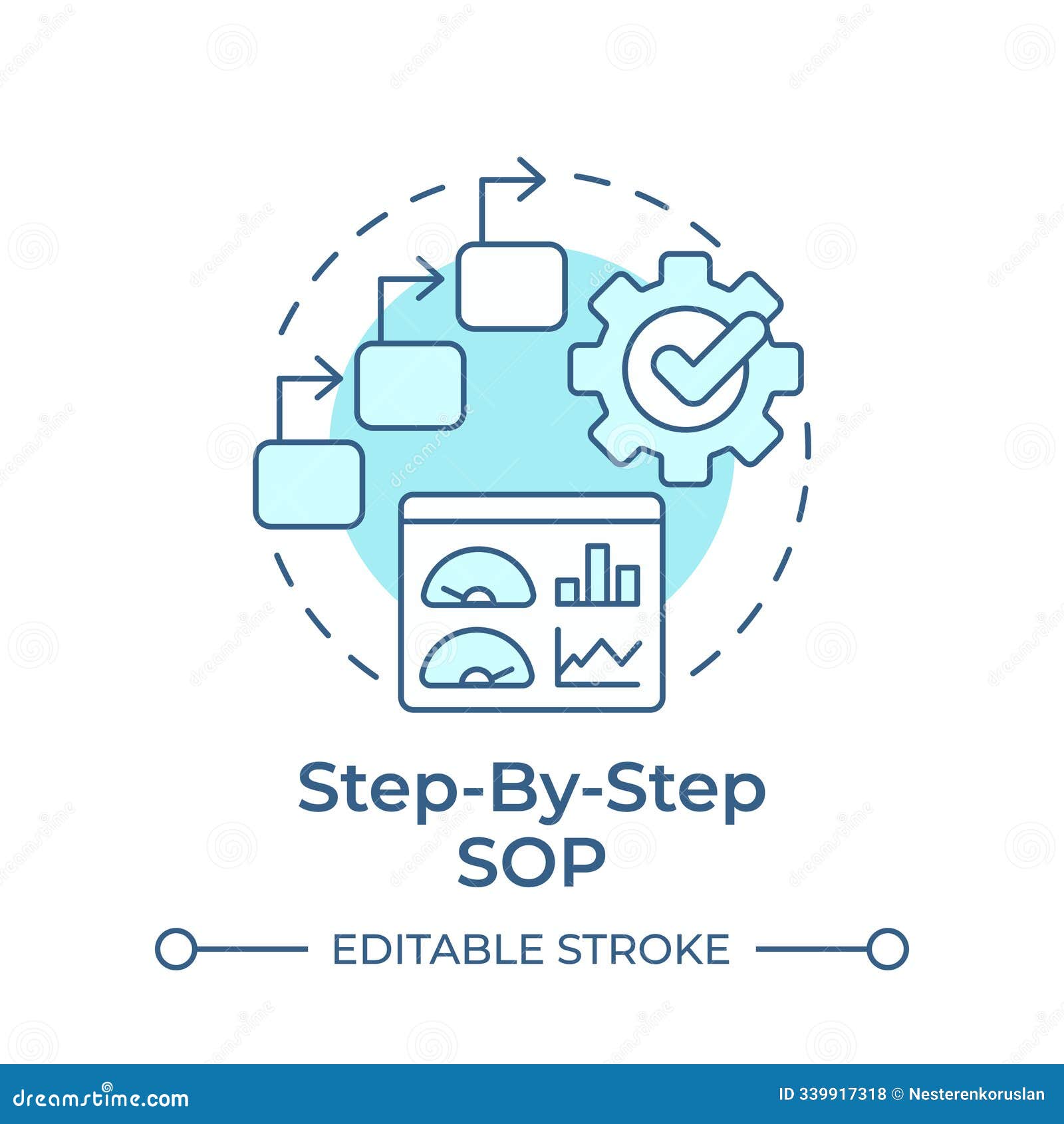 Step-by-step Sop Soft Blue Concept Icon Stock Illustration ...