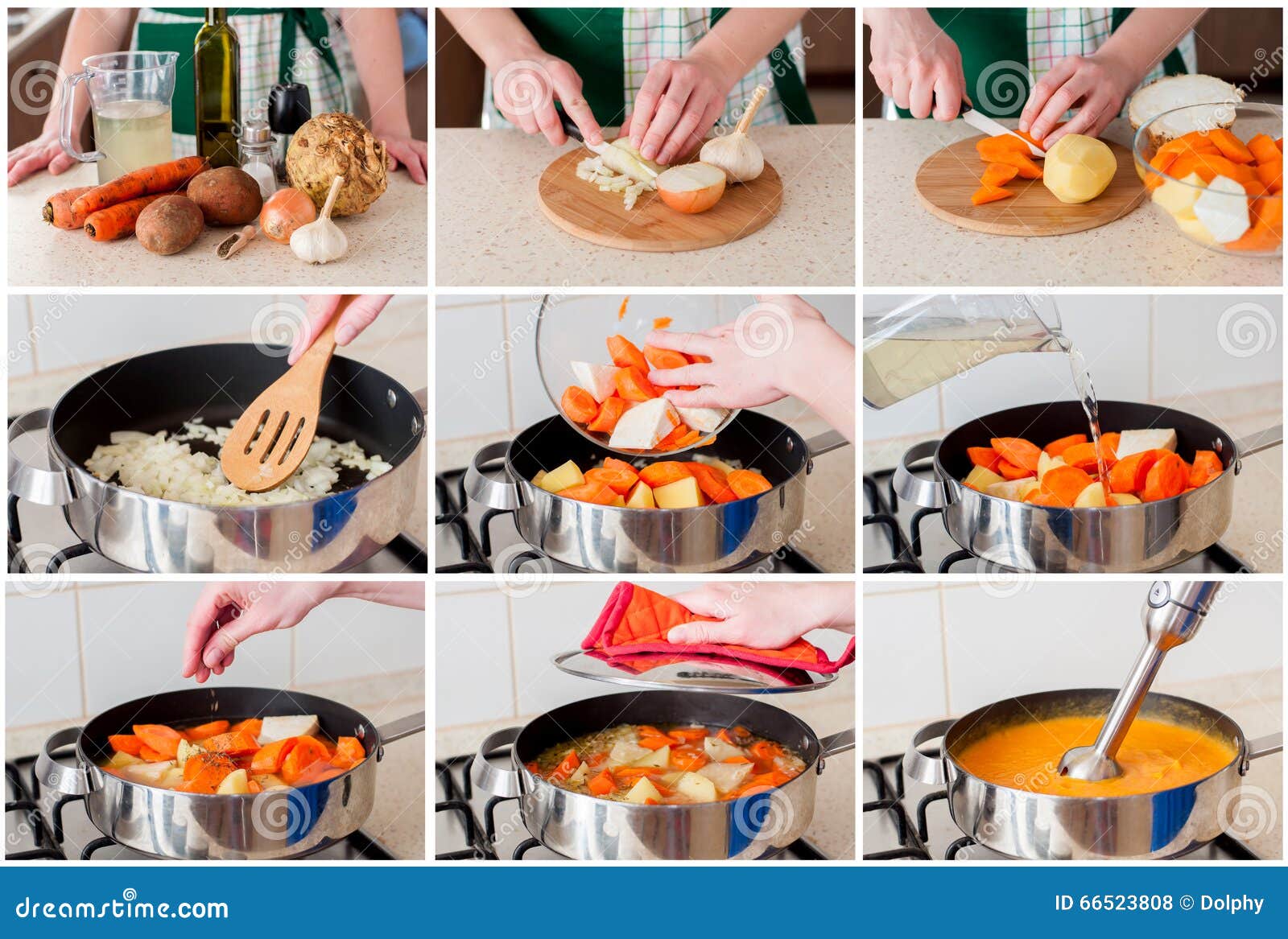 Collage Set Cream Soups Mushroom, Broccoli, Vegetables, Tomatoes And ...