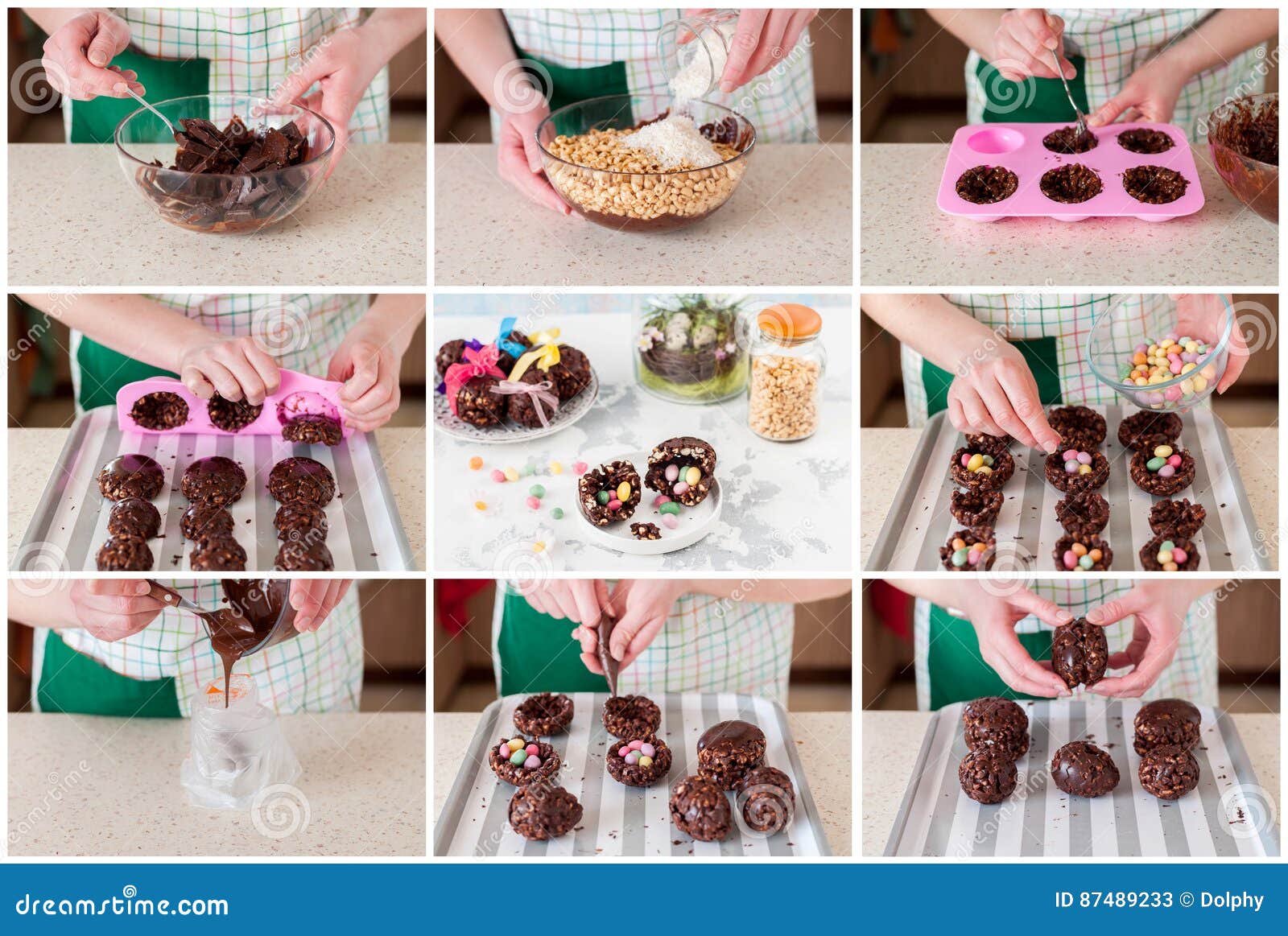 A Step by Step Collage of Making Easter Egg with Surprise Stock Image ...