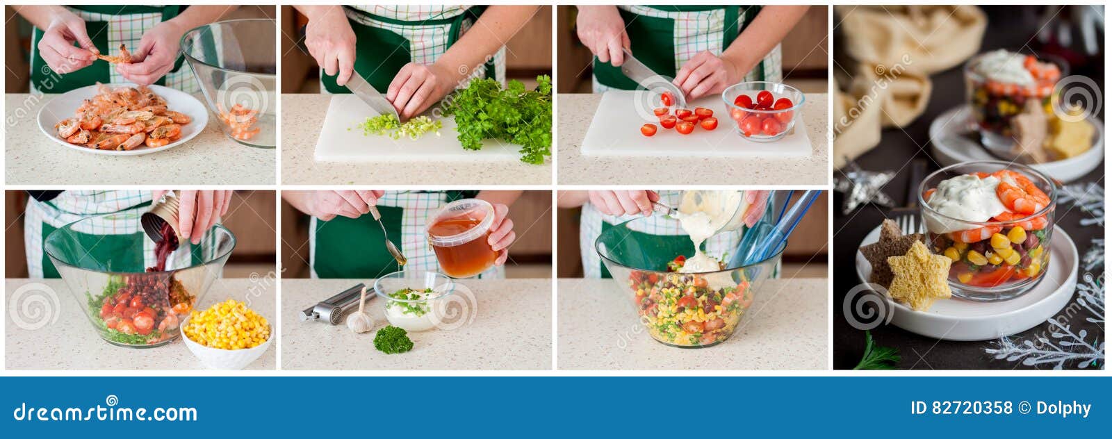 A Step by Step Collage of Making Prawn Salad Stock Photo - Image of ...