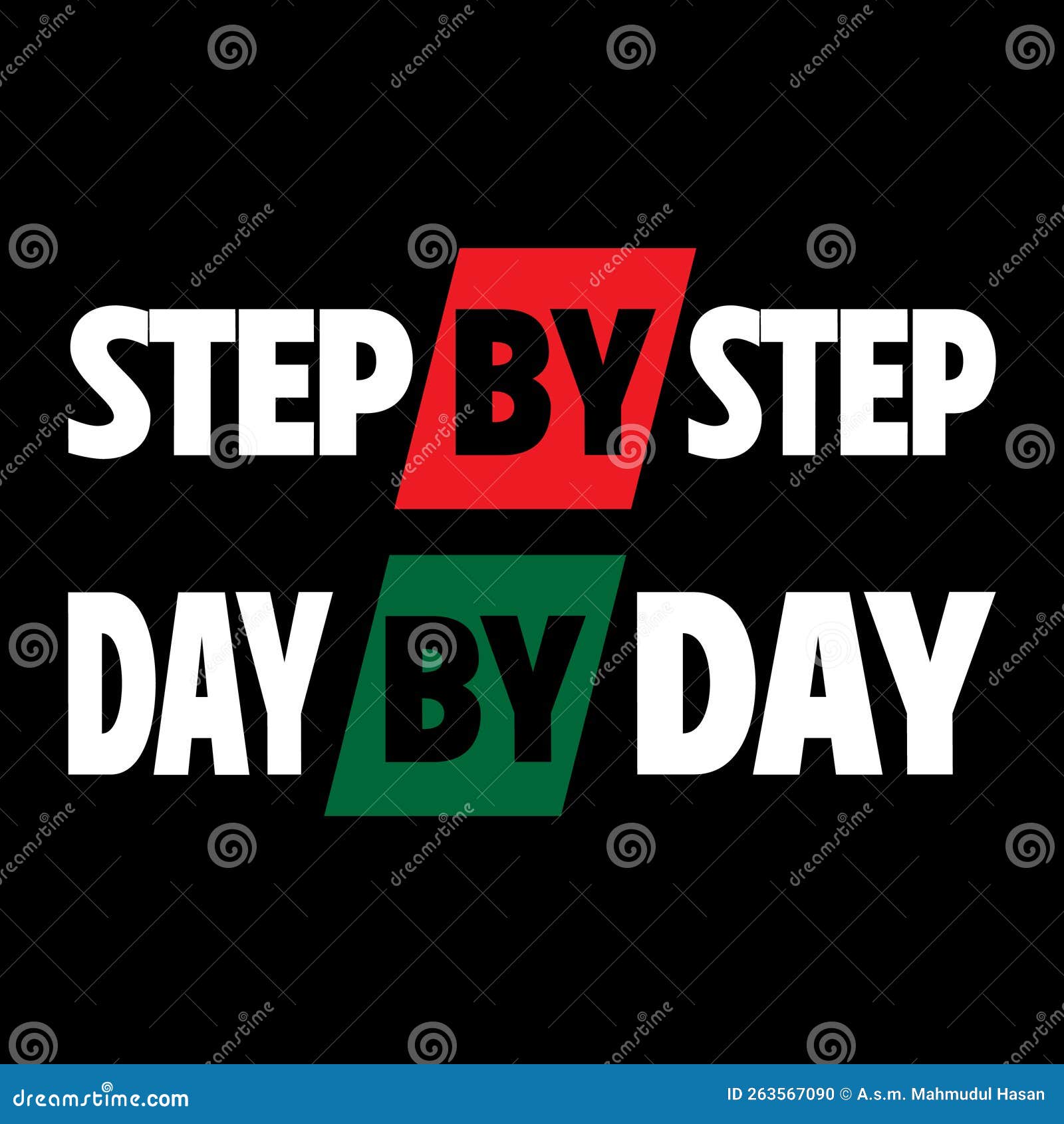 Step by Step Day by Day Motivational Typography Design Stock Vector ...