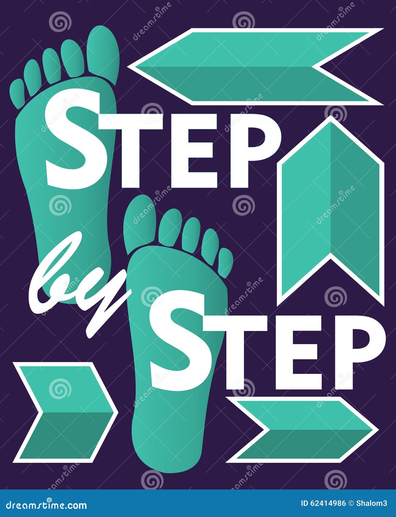 Step by Step Design Element for Workflow Presentation with Green ...