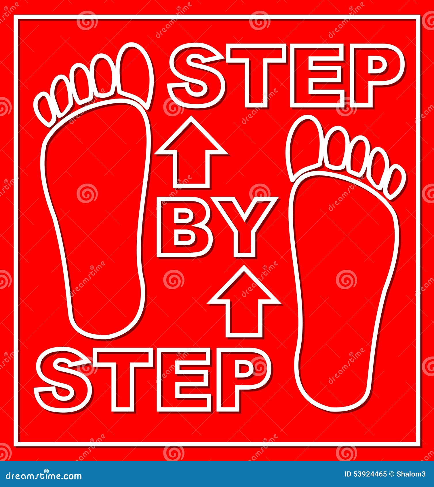 Step By Step Emblem For Workflow Presentation With Footprints On Red ...