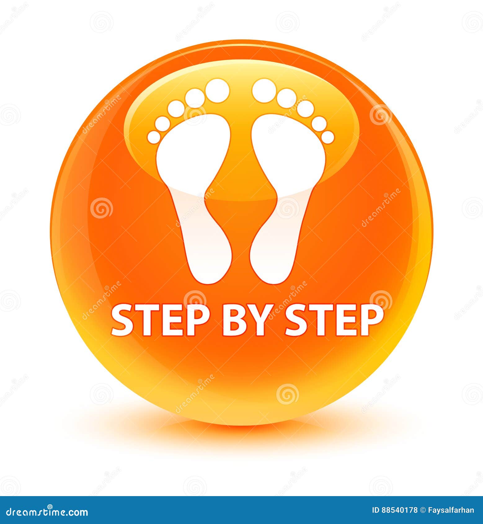 Step by Step (footprint Icon) Glassy Orange Round Button Stock ...