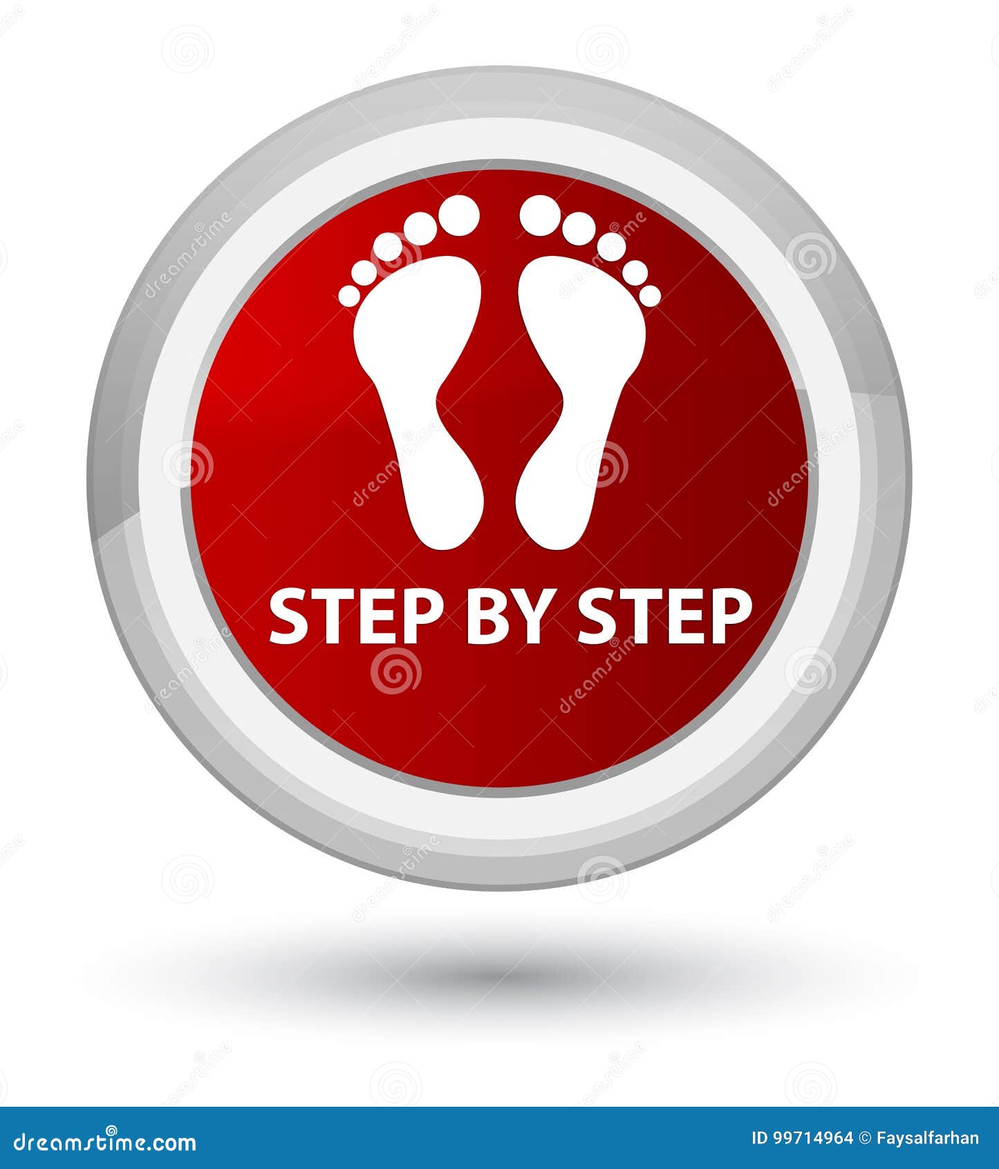 Step by Step (footprint Icon) Prime Red Round Button Stock Illustration ...