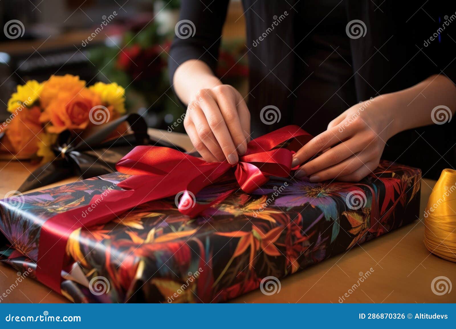 Step-by-step Gift Wrapping Process Stock Illustration - Illustration of holidays, craft: 286870326