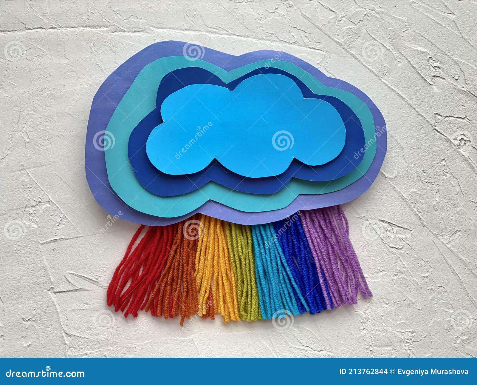 3d Paper Application-a Cloud with a Rainbow Rain of Yarn. Stock Photo ...