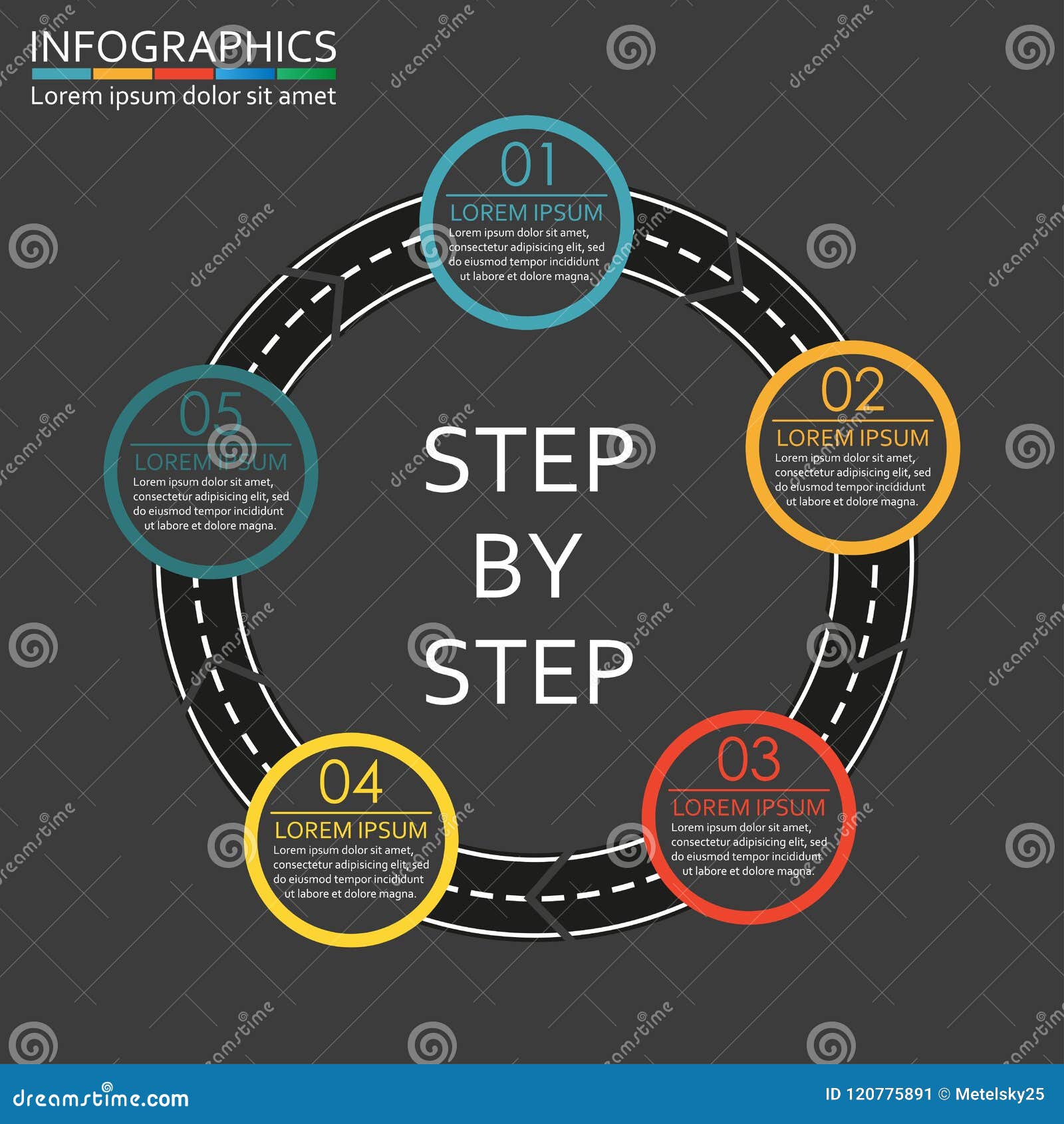 Step by Step Infographics Template. Road Design Element with Steps ...