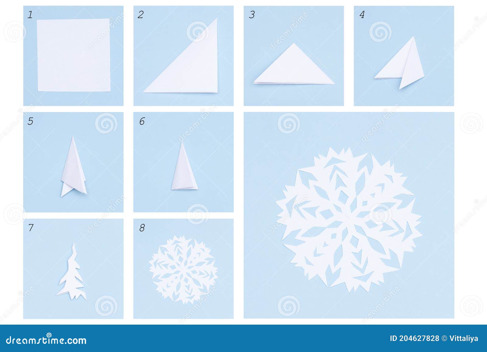 Step by Step Instruction How To Make Paper Snowflake. DIY Concept Stock ... Step by Step Instruction How To Make Paper Snowflake. DIY Concept Stock ...