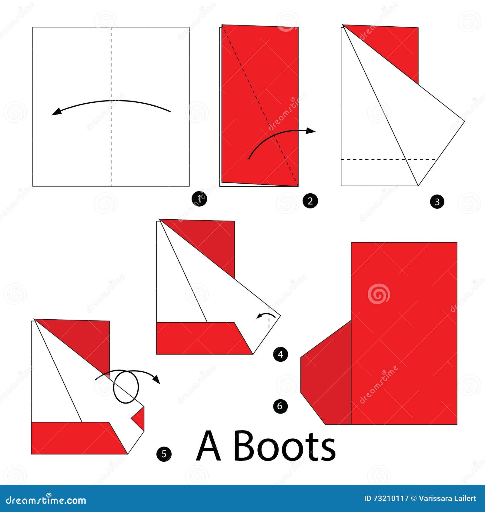 Step by Step Instructions How To Make Origami a Boots. Stock Vector ...